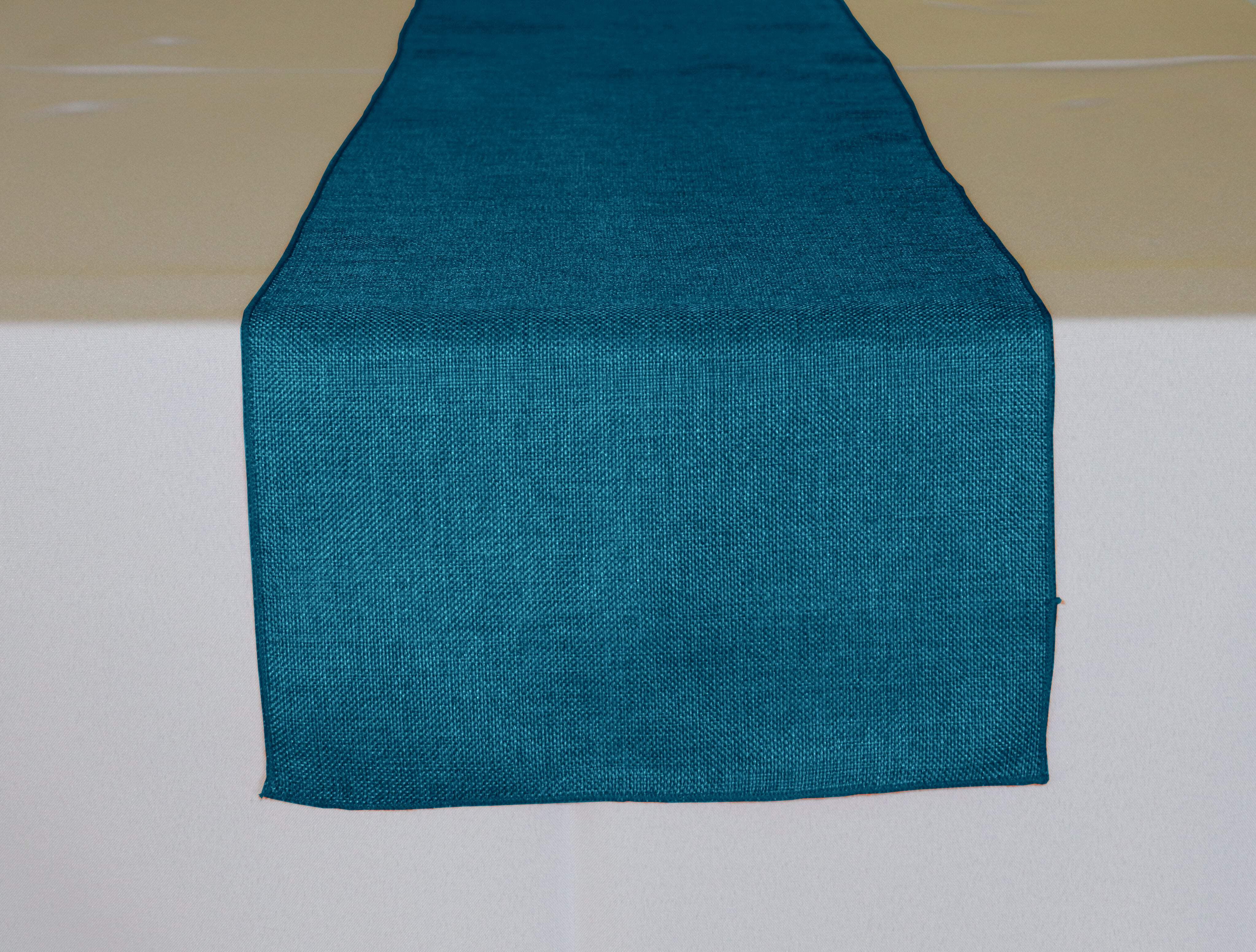 Faux Burlap Table Runner Solid Dark Turquoise - Walmart.com
