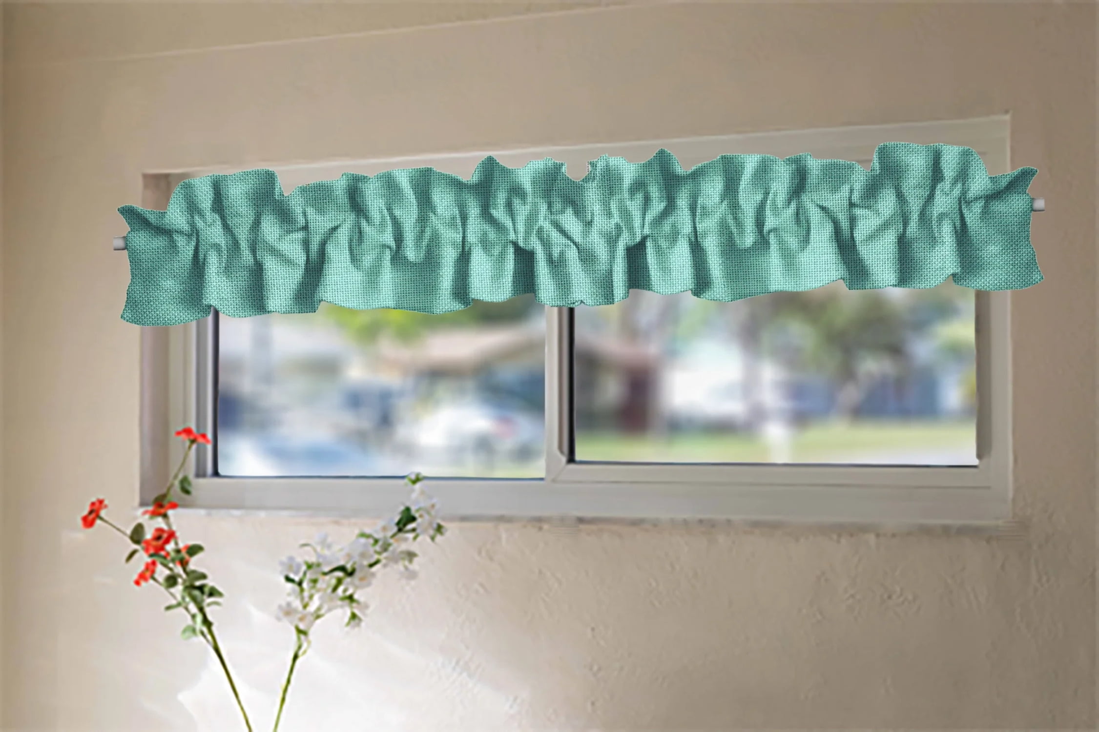 Faux Burlap Texture Curtain Sleeve Topper Window Treatment with Bottom ...