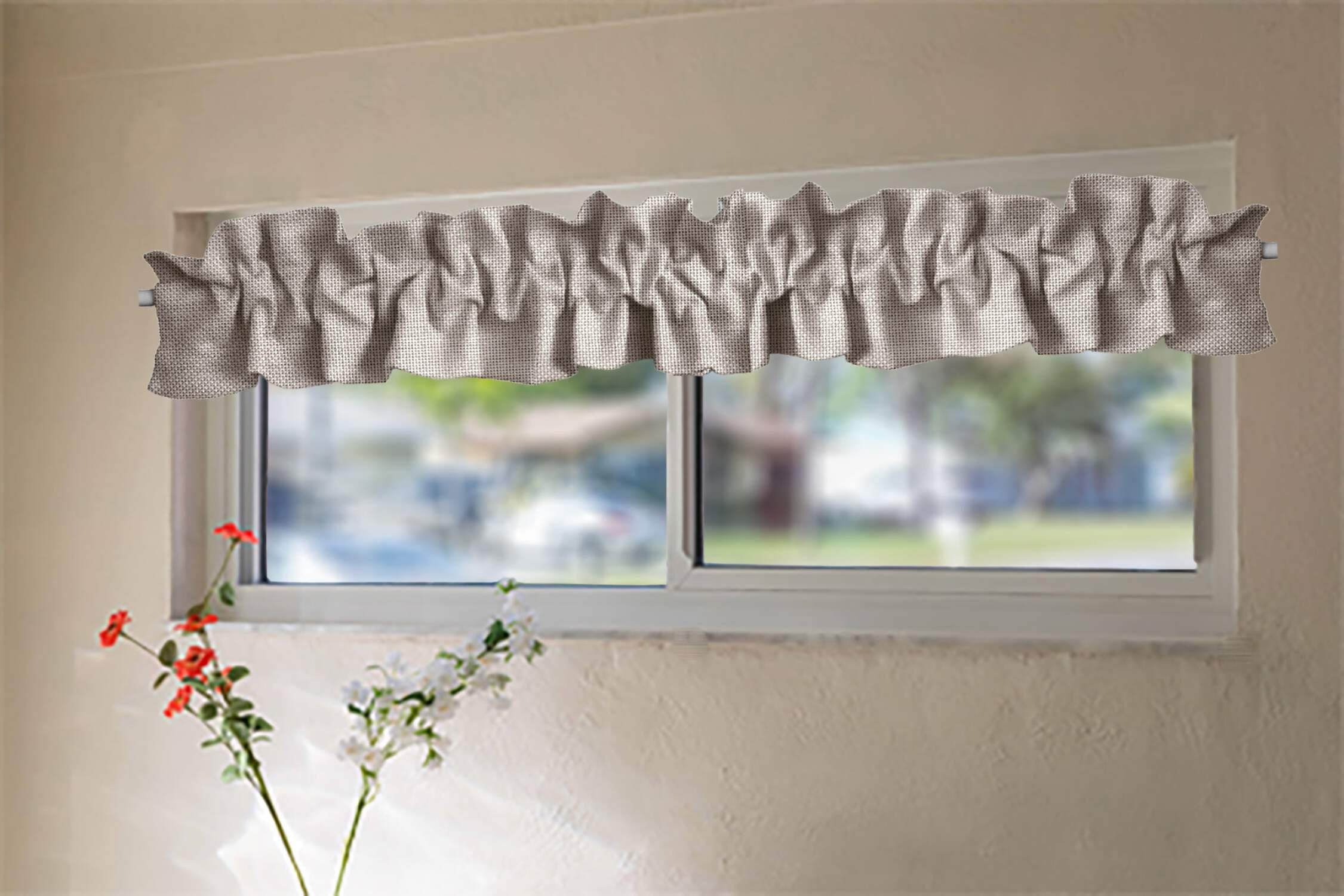 Faux Burlap Texture Curtain Sleeve Topper Window Treatment with Bottom ...