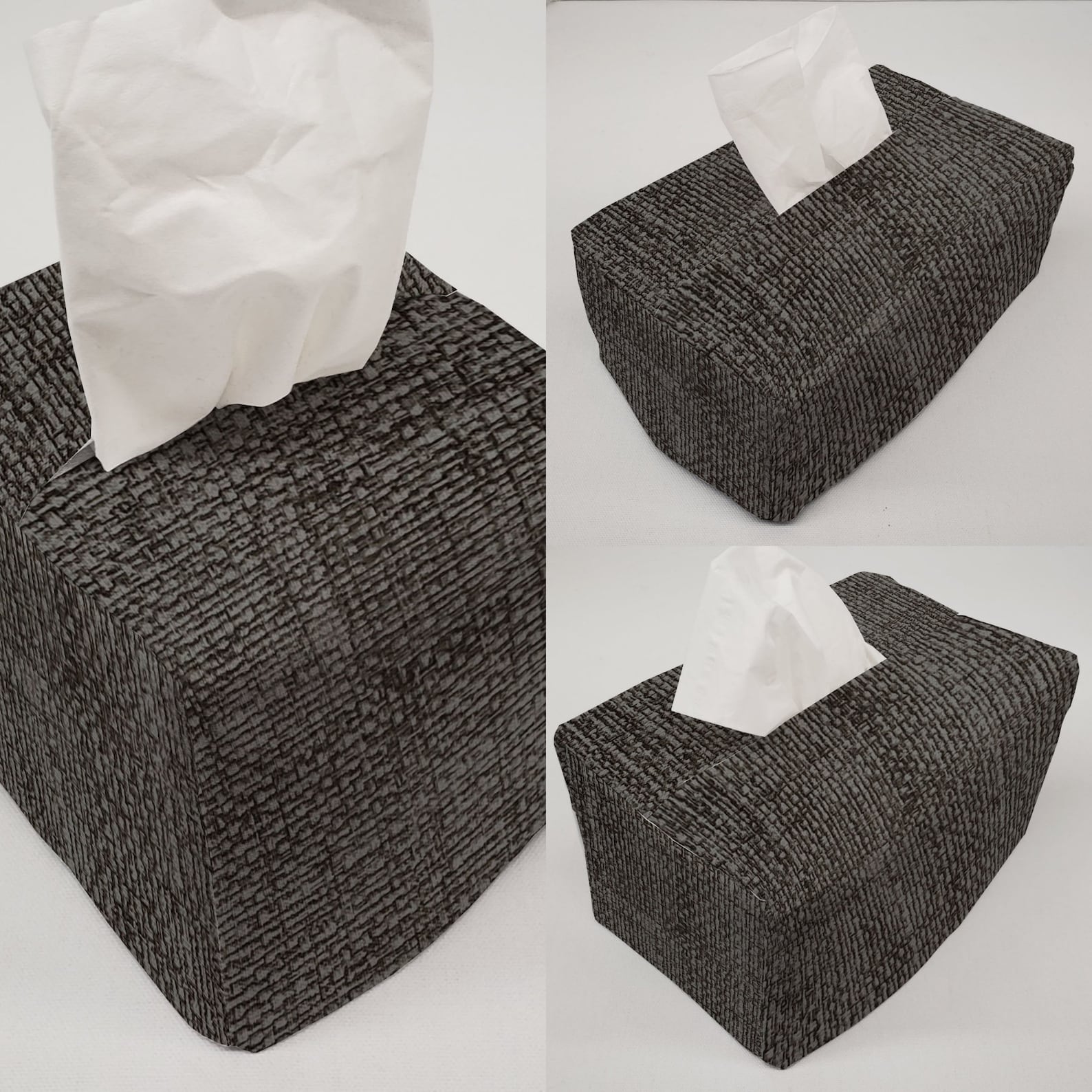 Faux Burlap Tissue Box Cover by Penny's Needful Things (Tall Rectangle) (Black/Gray) - Walmart.com