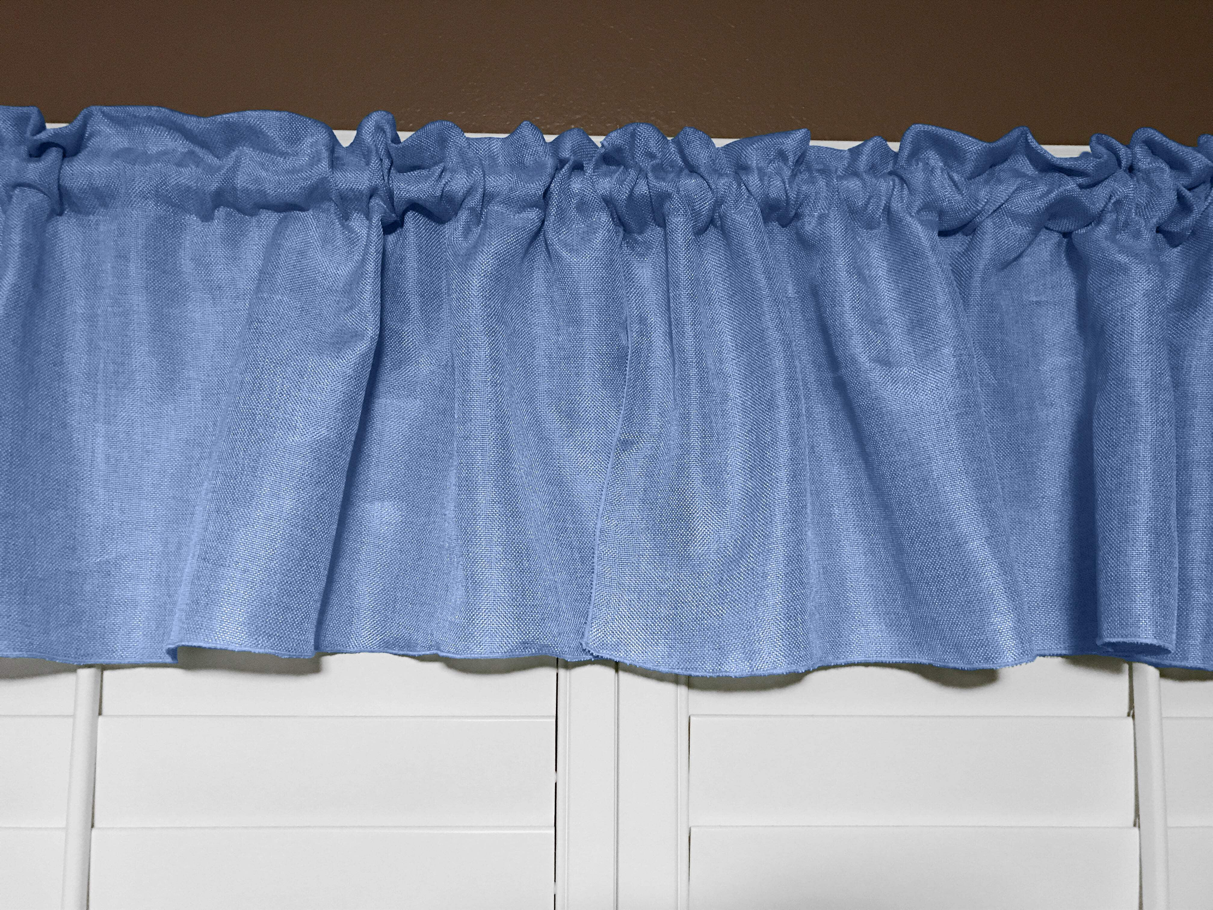 Faux Burlap Window Valance 58" Wide Solid Slate Blue - Walmart Business ...