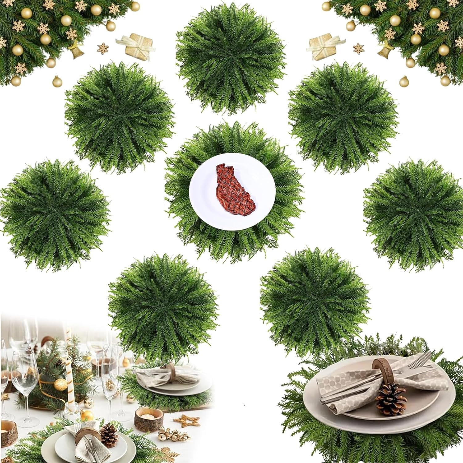 Faux Cedar Placemats, Faux Cedar Greenery Placemats Round, 15 Inch ...