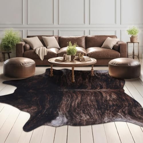 Faux Cowhide Cow Print Rug: 5.2 x 6.2 Feet Cow Hide Animal Print Area ...