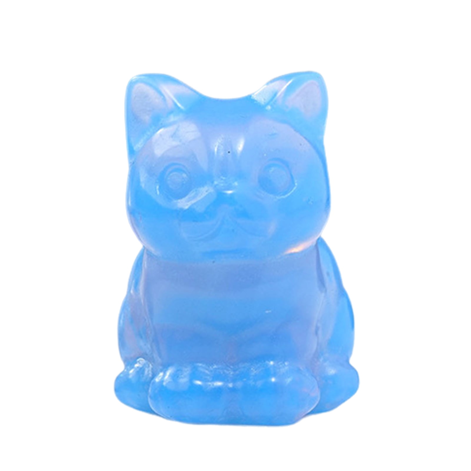 Faux Crystal Cat Statue Adorable Appearance Rich Color Mini Size Lucky ...