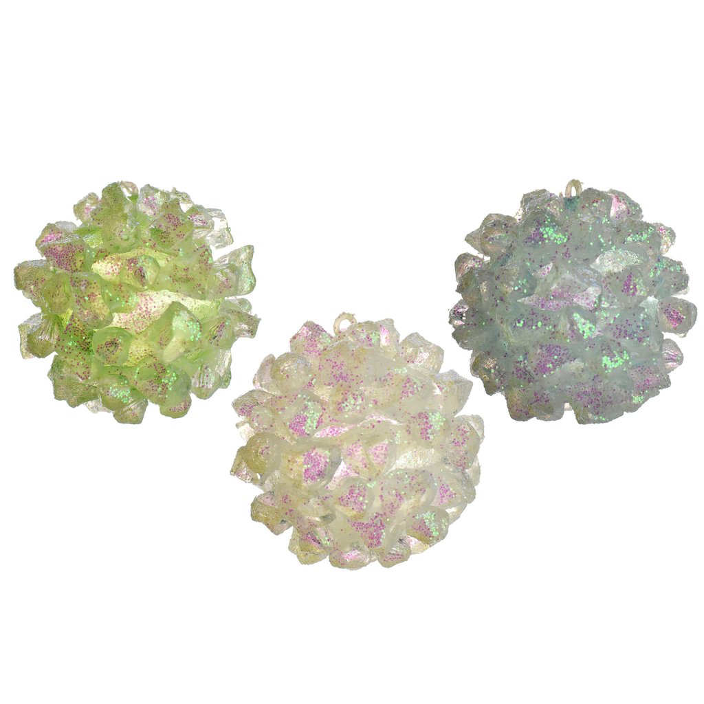 Faux Crystal Clusters Ball Christmas Ornaments, 2-1/2-Inch, 3-Piece ...
