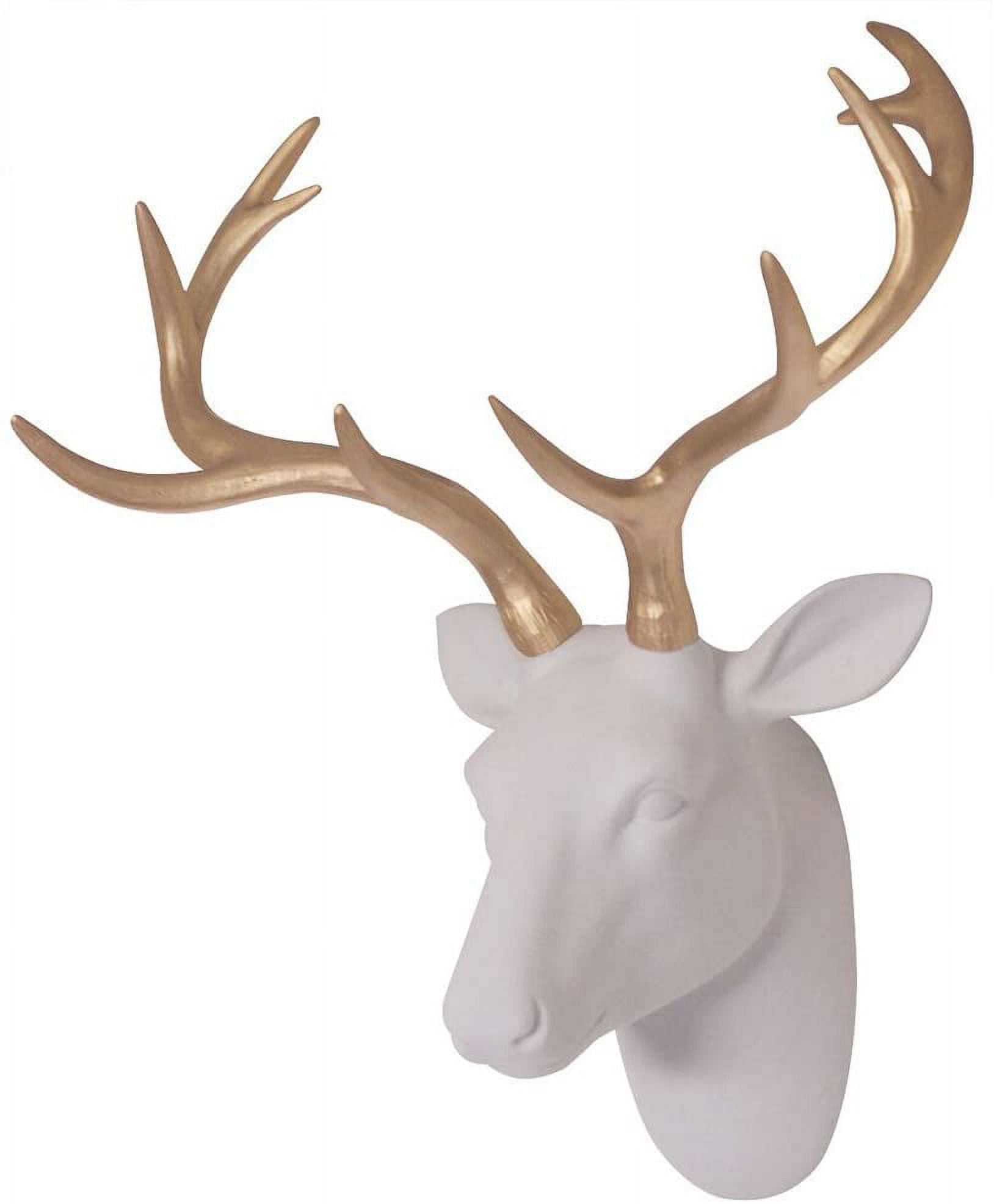 Faux Deer Head Wall Decor, White Fake Furry/Felt/Velvety Resin Deer ...