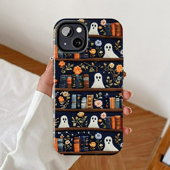 Faux Embroidered Ghost Bookshelf Halloween Bookish Autumn Fall Case 11 ...
