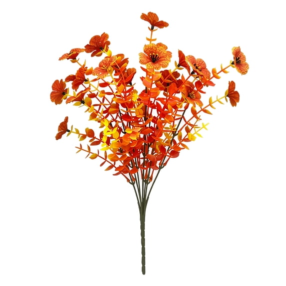 Faux Eucalyptus and Violet Plant, 7 Prong Artificial Flower for ...
