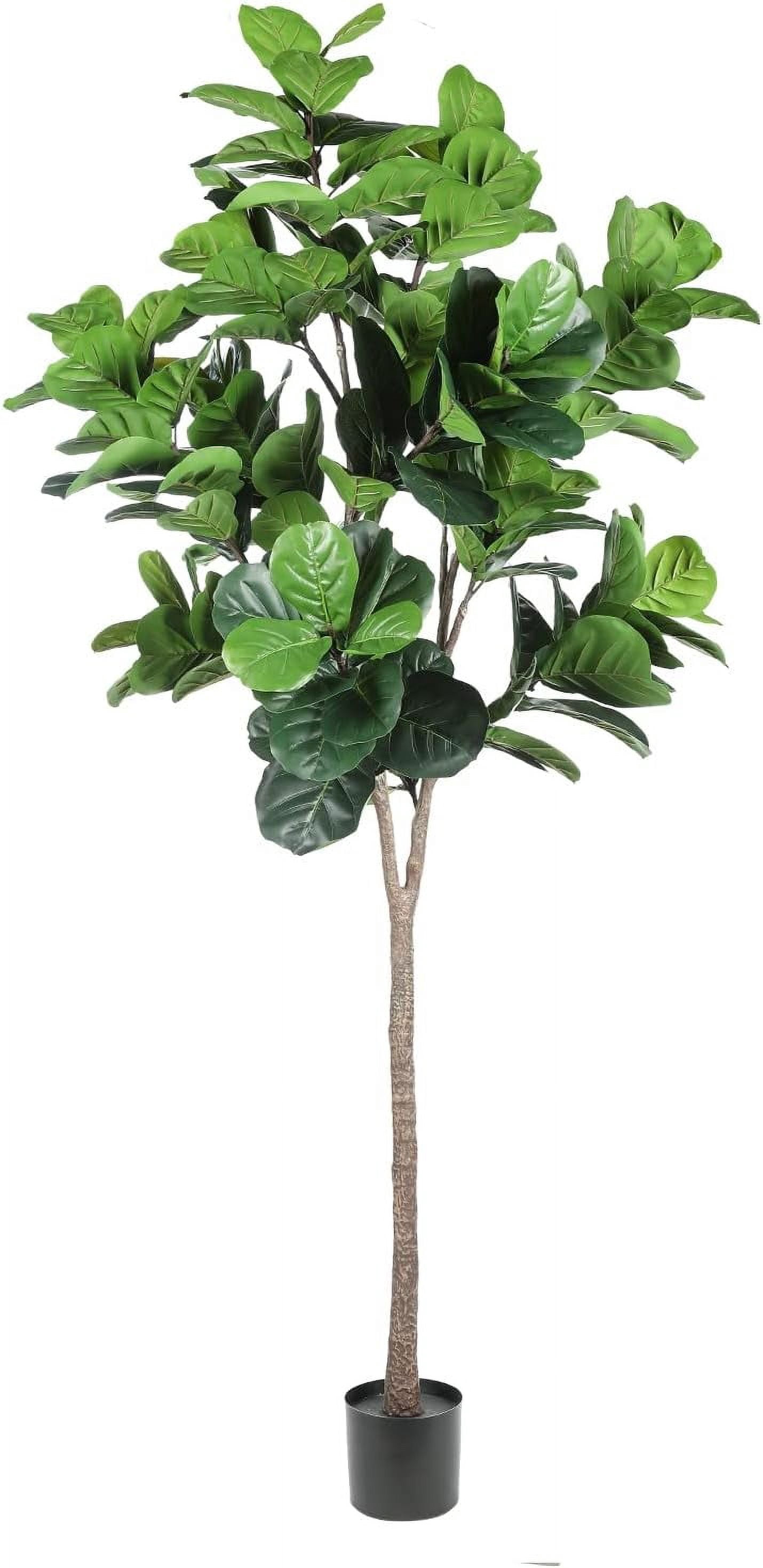 Faux Fiddle Leaf Fig Tree 7ft - Tall Green Silk Artificial Plant with ...
