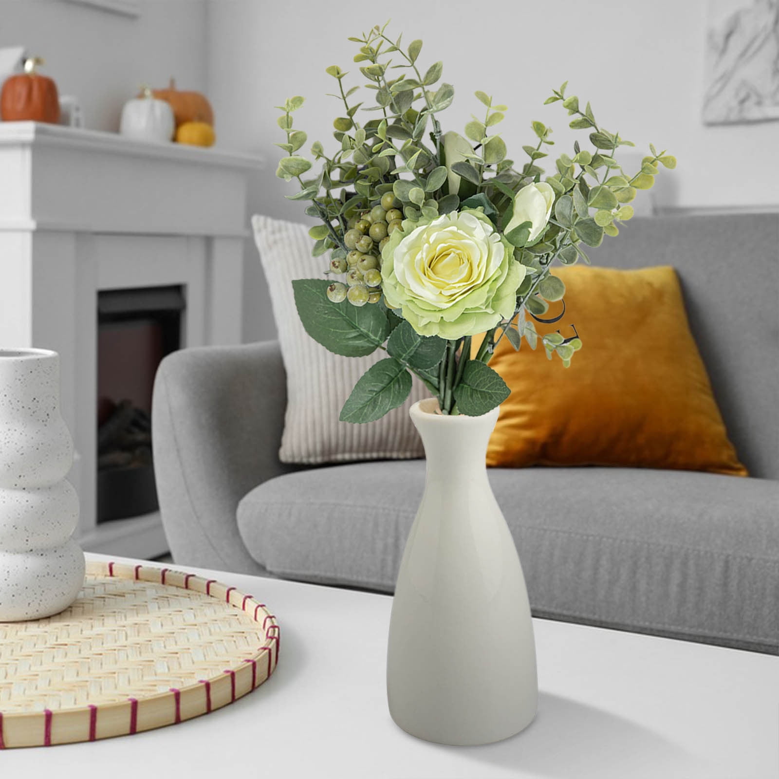 Faux Flowers, Artificial Silk Roses, Fake Plant Eucalyptus Flower ...