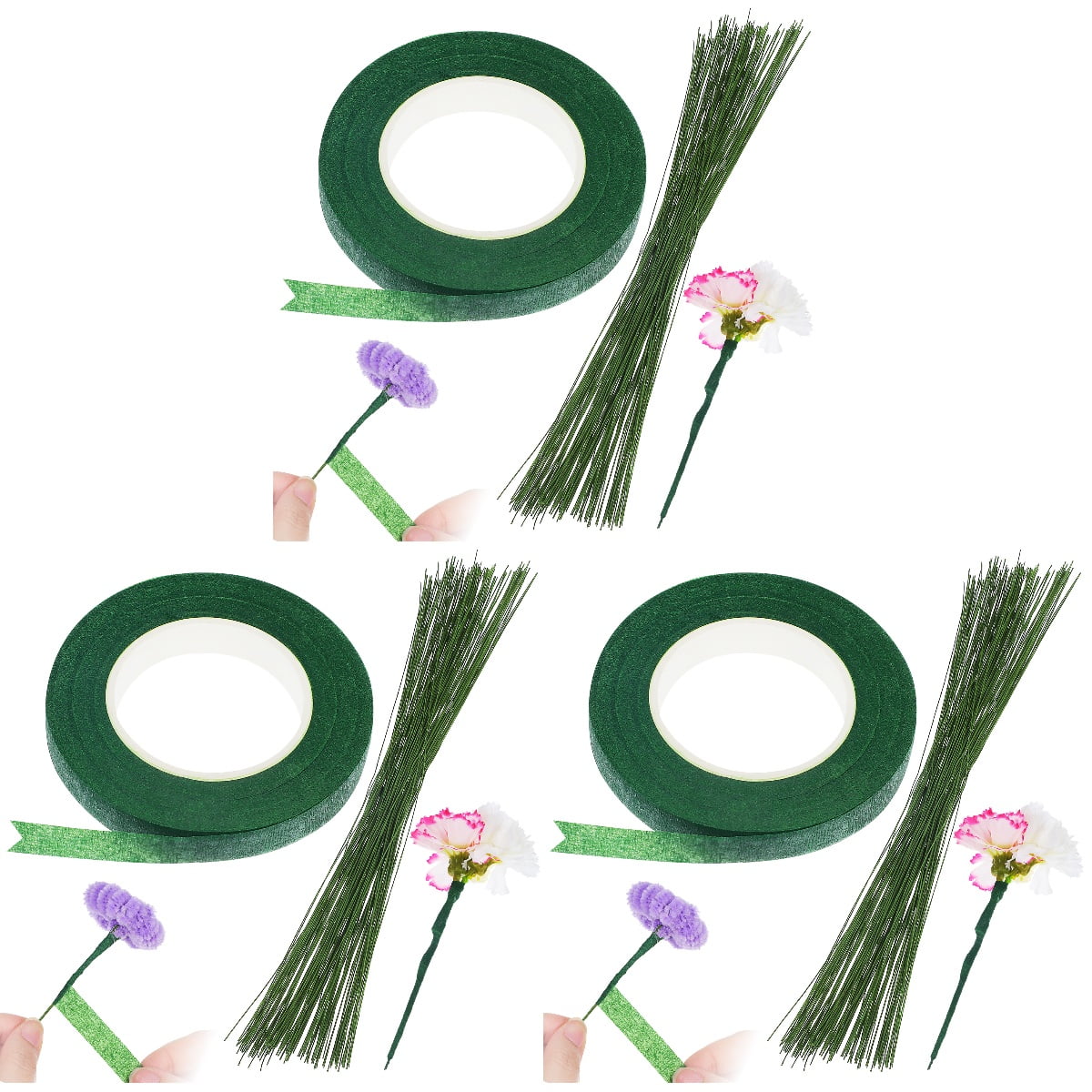 Faux Flowers Bouquet Stems Floral Wire And Tape Artificial Adhesive ...
