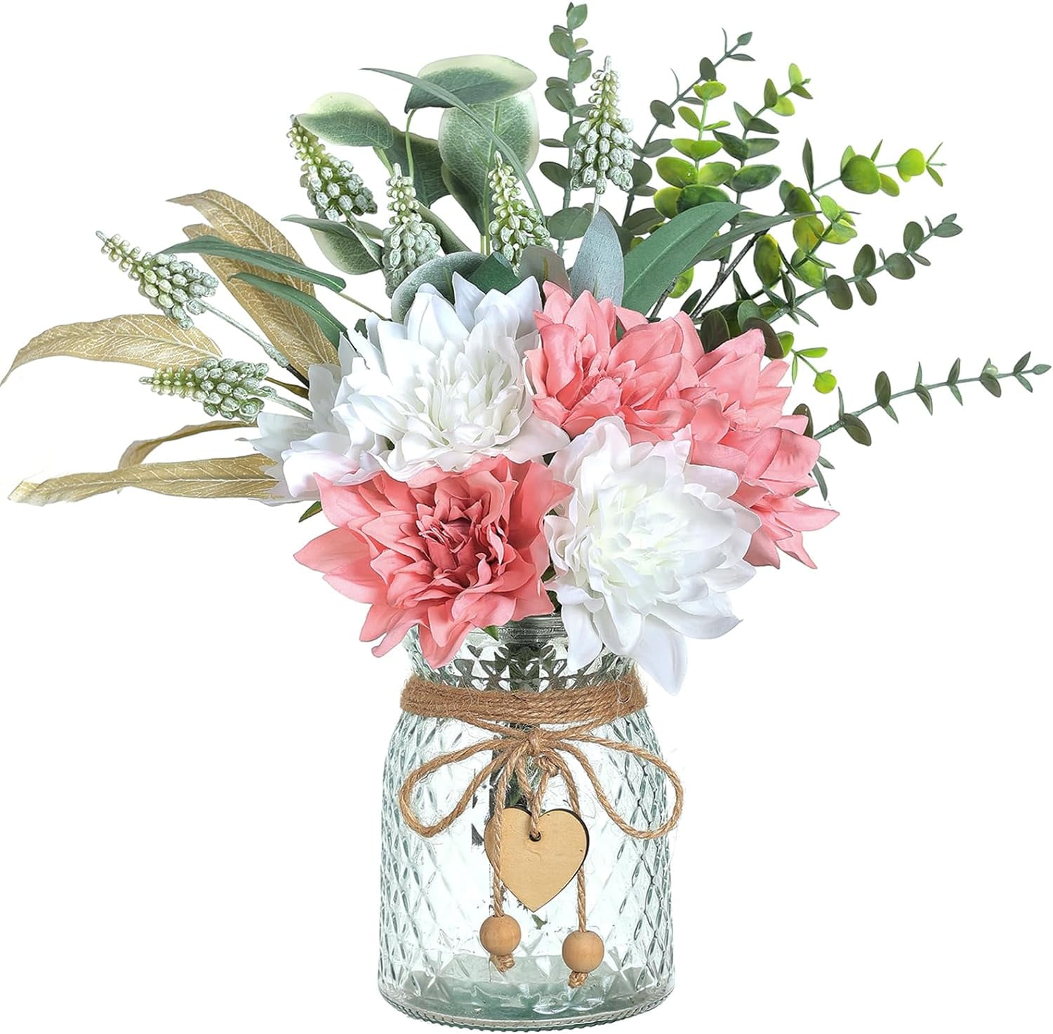 Faux Flowers with Vase,Artificial Silk Flowers in Vase, Fake Plant ...