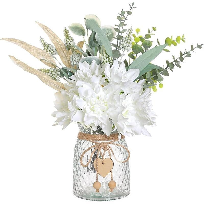 Faux Flowers with Vase,Artificial Silk Flowers in Vase, Fake Plant ...