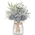 Faux Flowers with Vase,Artificial Silk Roses in Vase, Fake Plant ...