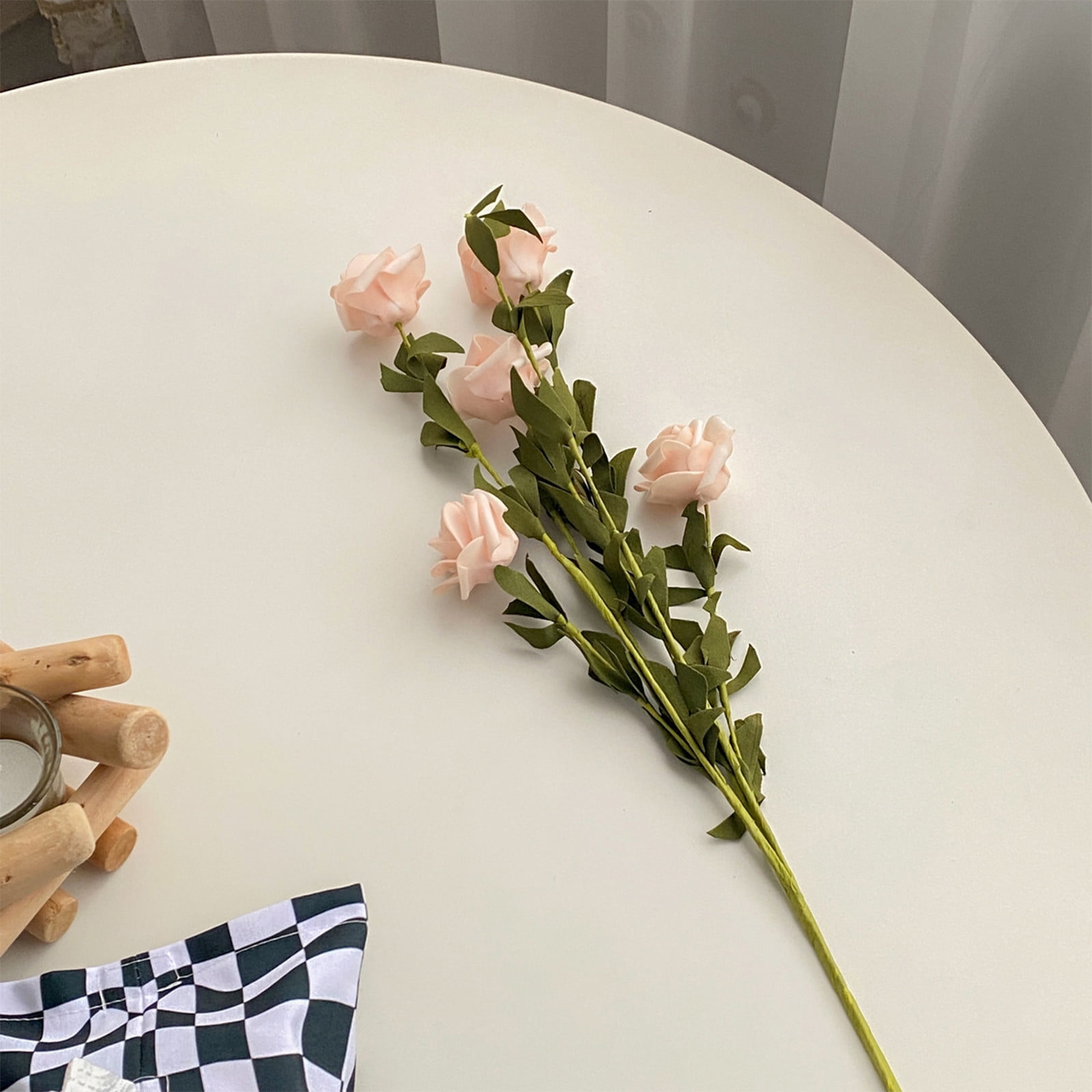 Faux Flowers Vintage Rolled Roses Bouquet | 5 Foam Rose Heads | Matte ...