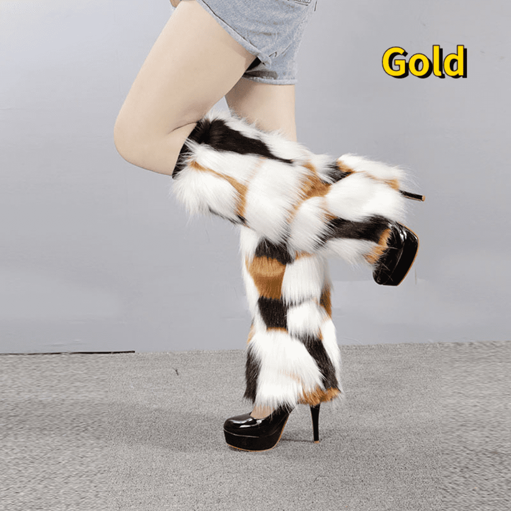 Faux Fox Fur Lady Leg Warmers Cover Boot Cuffs Costume Socks Furry ...