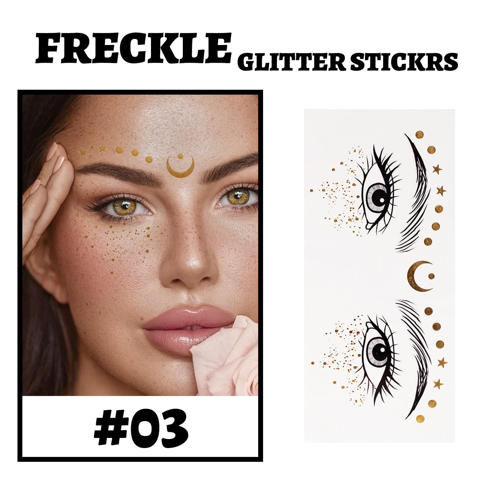 Waterproof Temporary Tattoos Cute Glitter Makeup - Face Makeup Patches ...