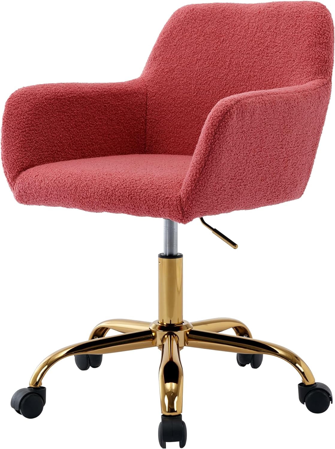 Faux Fur 360°Swivel Chair Height Adjustable Armchair with Golden Base ...