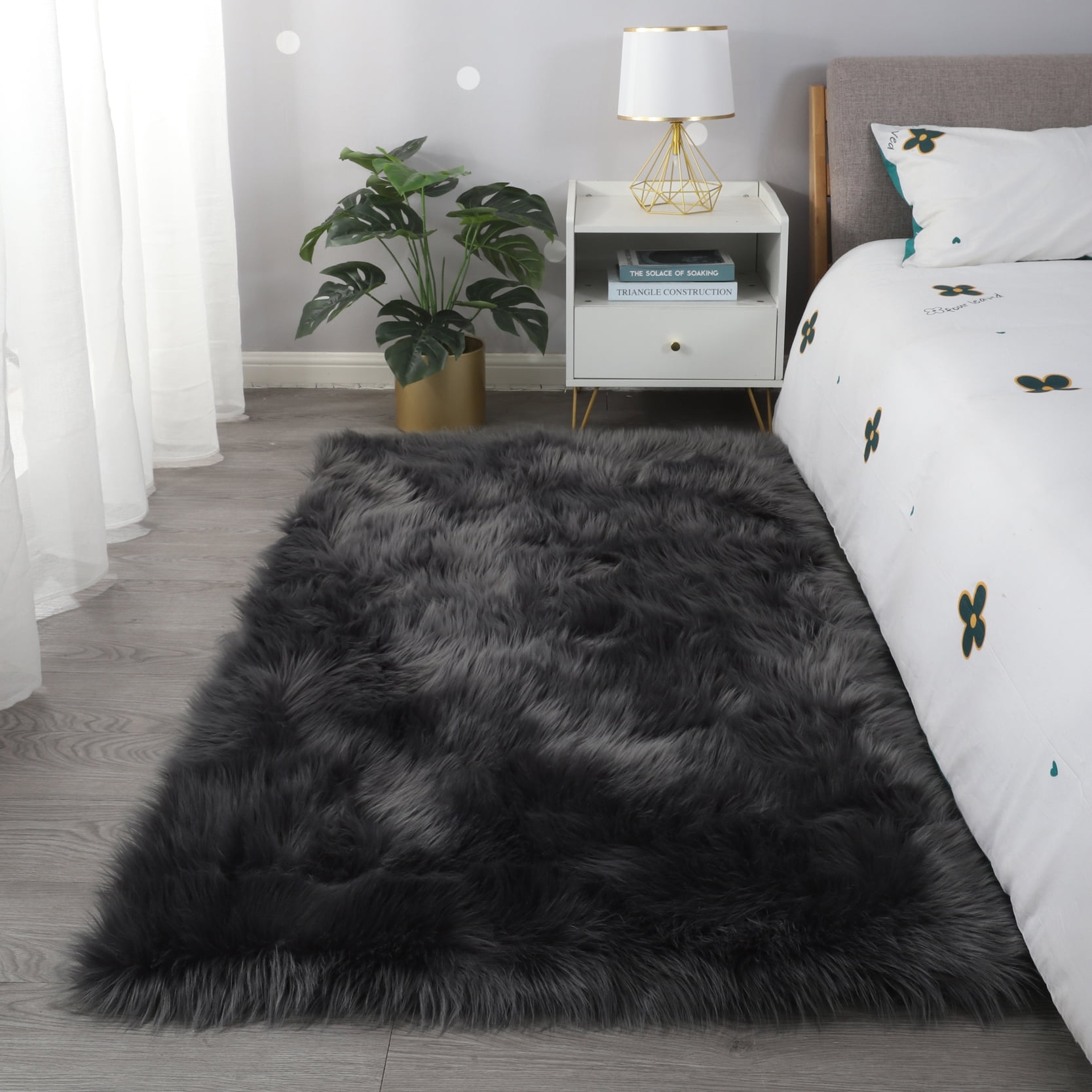 Faux Fur Area Rug for Living Room Bedroom, Super Soft and Fluffy Faux ...