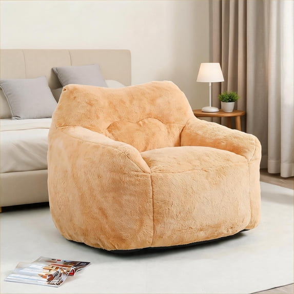 Faux Fur Contemporary Modern Large 2-Seater High Back Pre-Filled Bean ...