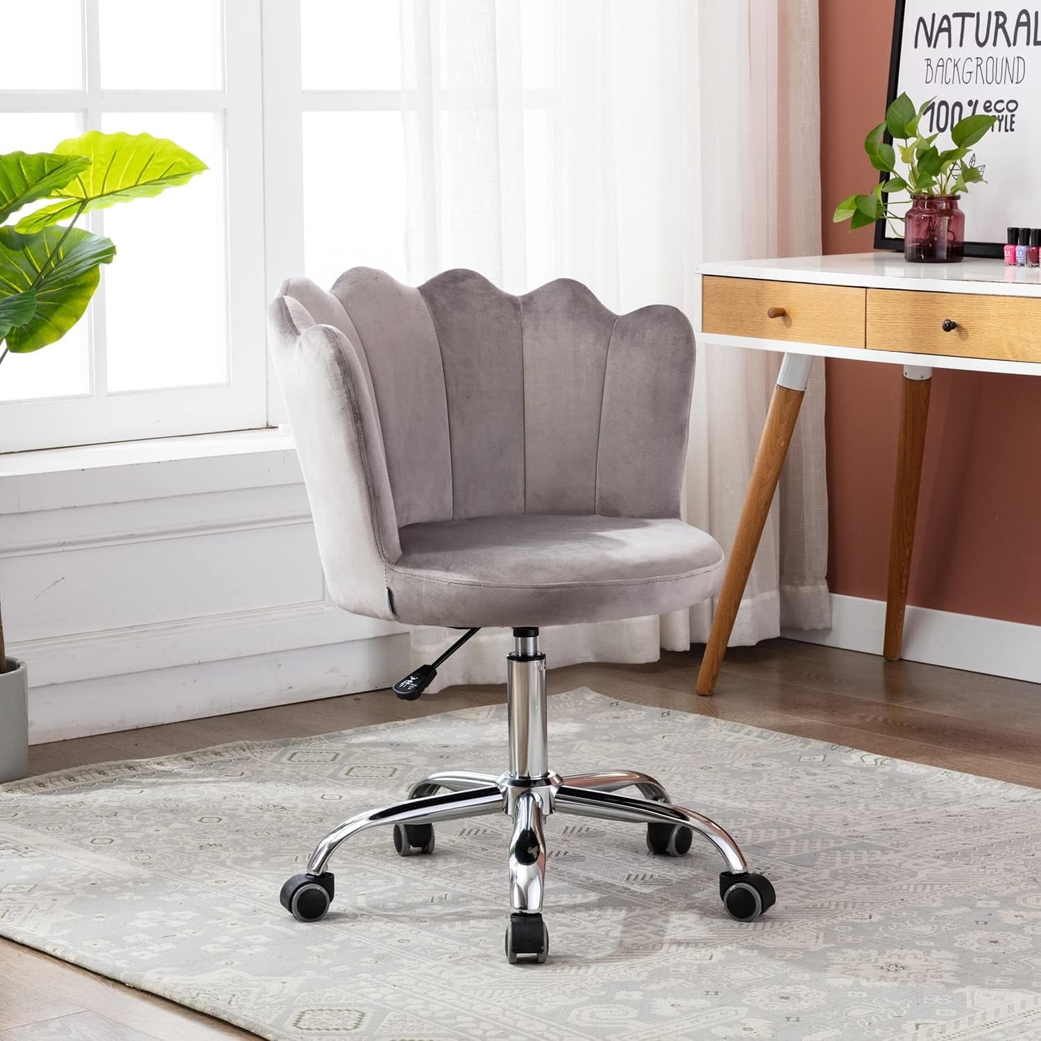 Faux Fur Desk Chair Modern Furry Cute Office Desk Chair Faux Fur Vanity ...