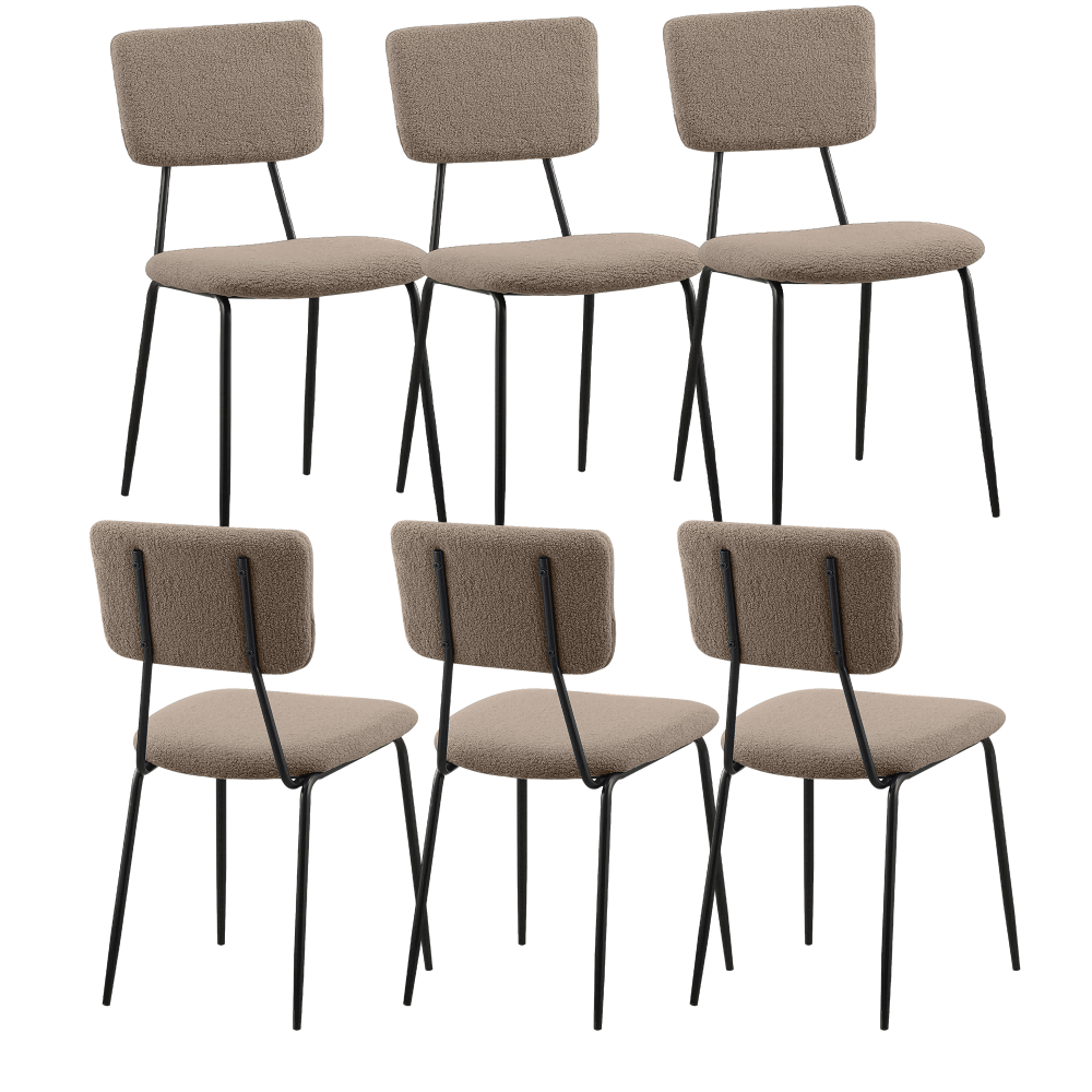 Faux Fur Dining Chairs, Modern Dining Chair with Black Metal Legs, Faux ...
