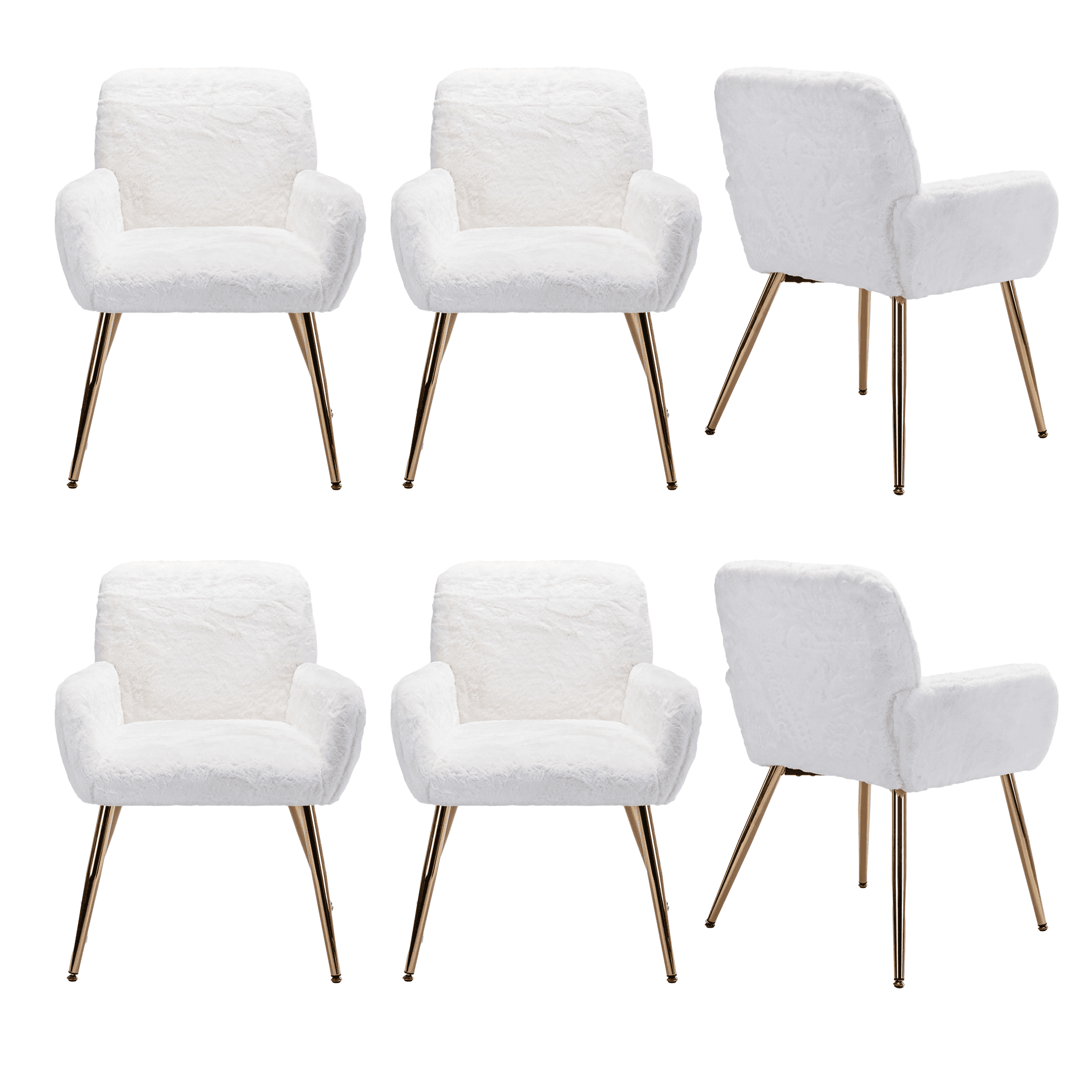 Faux Fur Dining Chairs, Modern Dining Chair with Golden Metal Legs ...