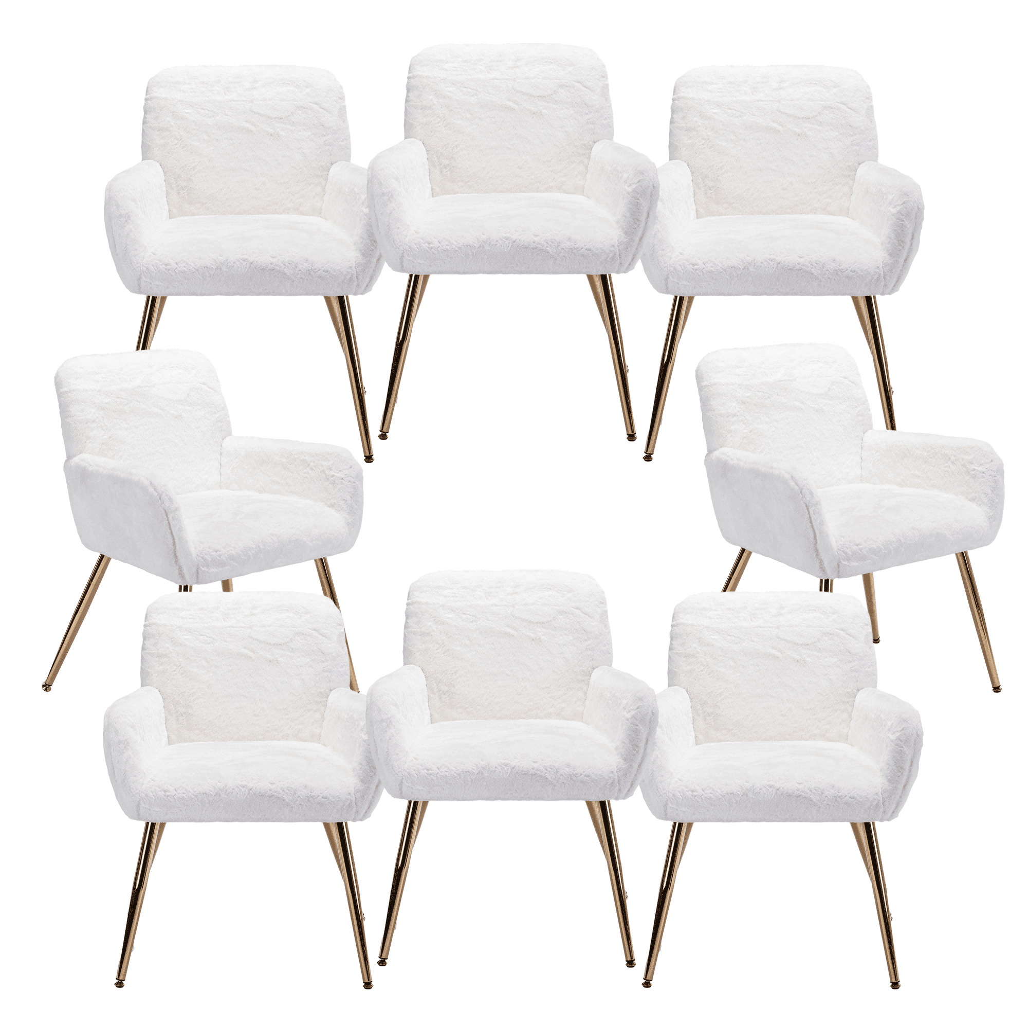 Faux Fur Dining Chairs, Modern Dining Chair with Golden Metal Legs ...