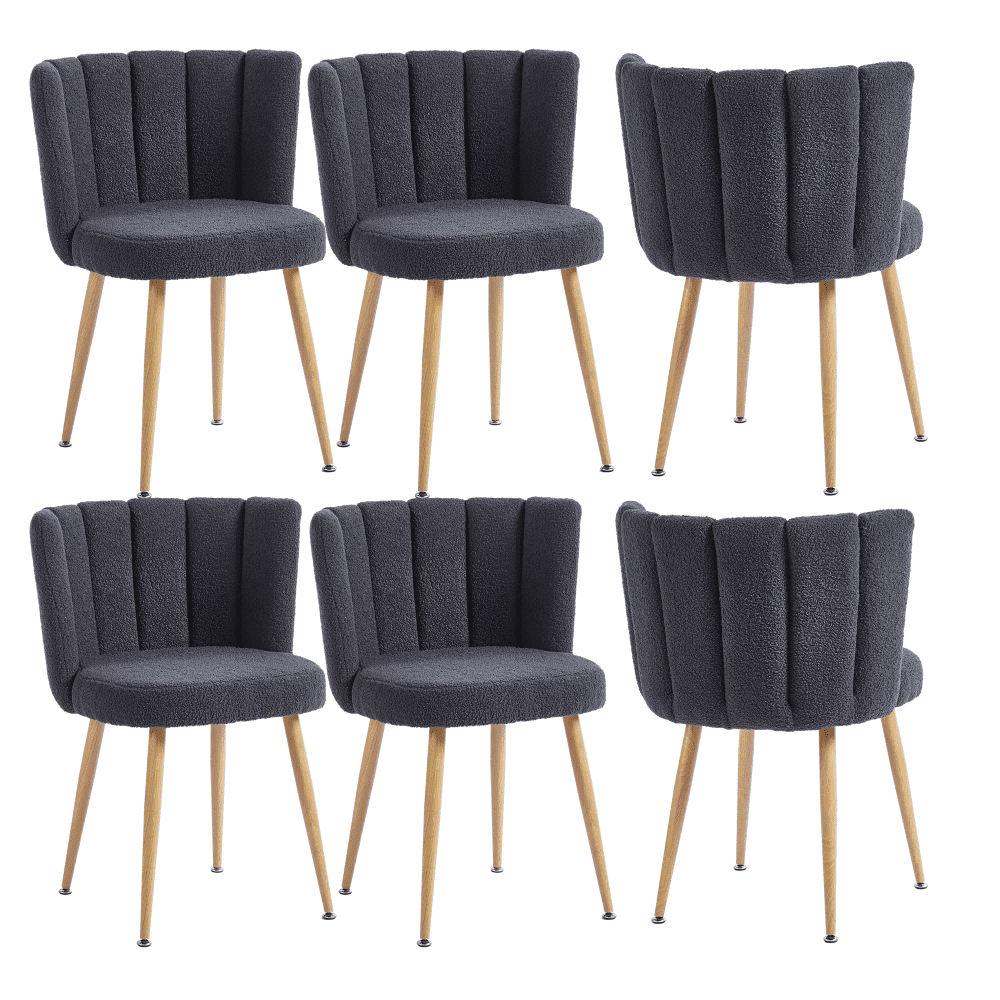 Faux Fur Dining Chairs, Modern Dining Chair with Wood Color Metal Legs ...