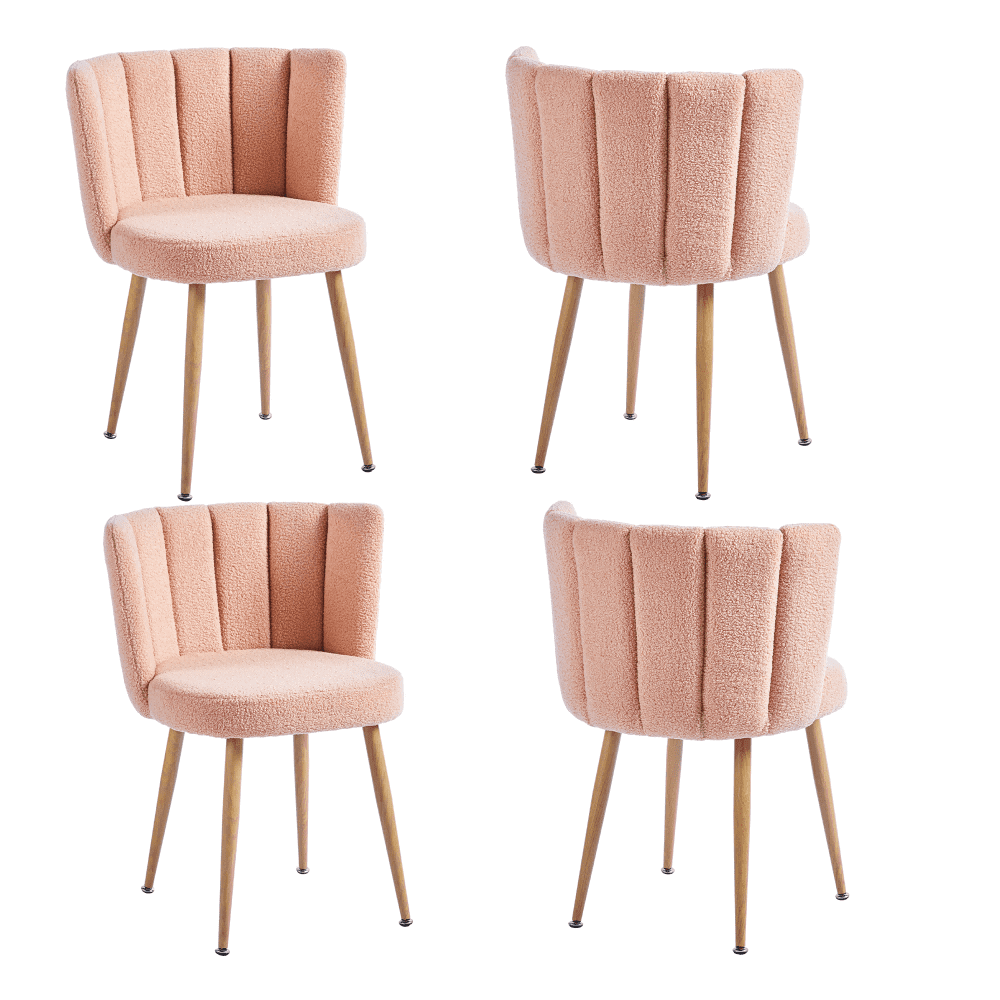 Faux Fur Dining Chairs, Modern Dining Chair with Wood Color Metal Legs ...