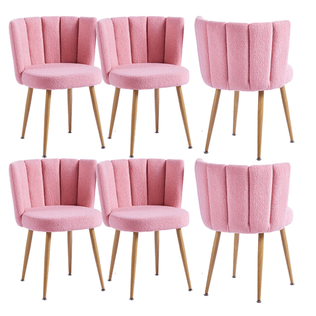 Faux Fur Dining Chairs, Modern Dining Chair with Wood Color Metal Legs ...