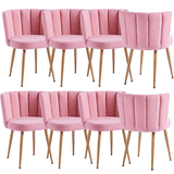 Faux Fur Dining Chairs, Modern Dining Chair with Wood Color Metal Legs ...