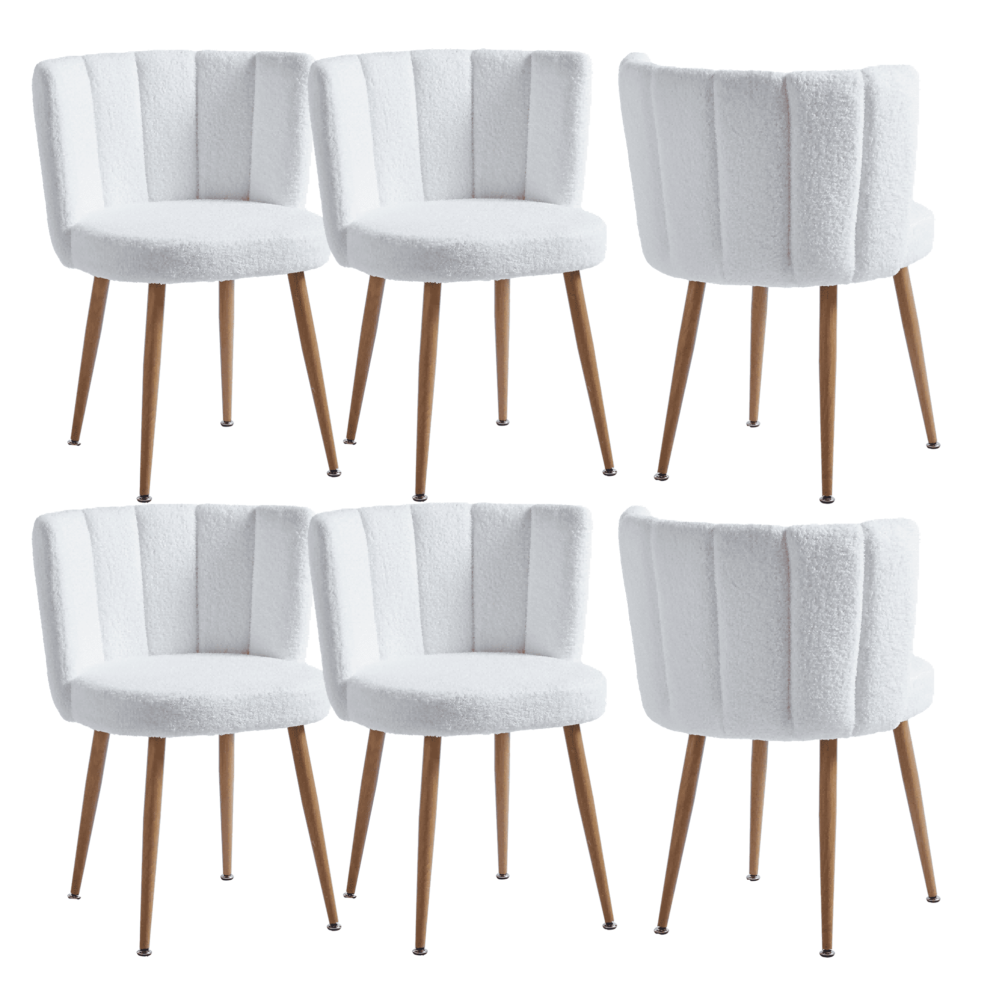 Faux Fur Dining Chairs, Modern Dining Chair with Wood Color Metal Legs ...