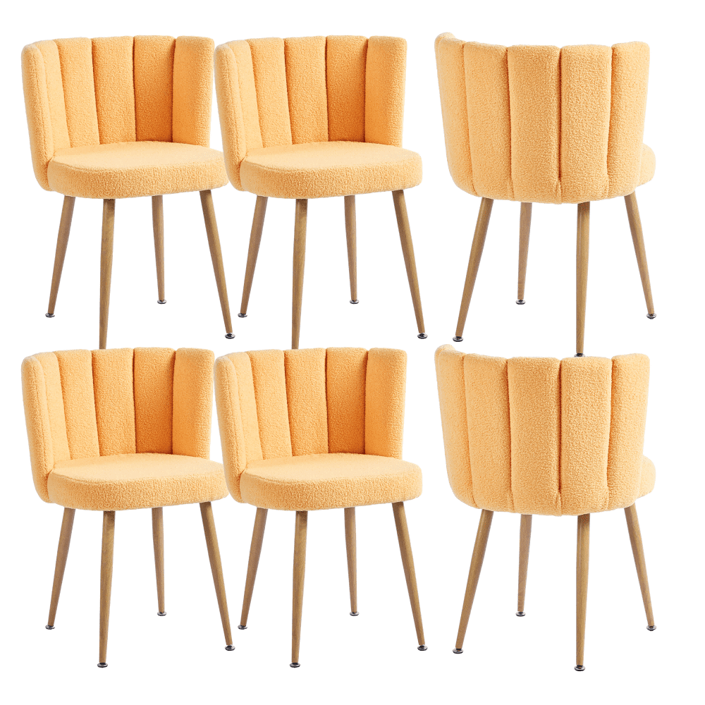 Faux Fur Dining Chairs, Modern Dining Chair with Wood Color Metal Legs ...