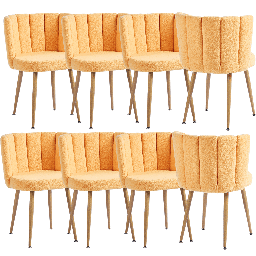 Faux Fur Dining Chairs, Modern Dining Chair with Wood Color Metal Legs ...
