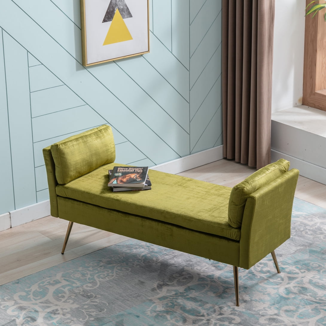 Faux Fur End of Bed Bench, 52" Modern Boucle Upholstered Bedroom Bench ...