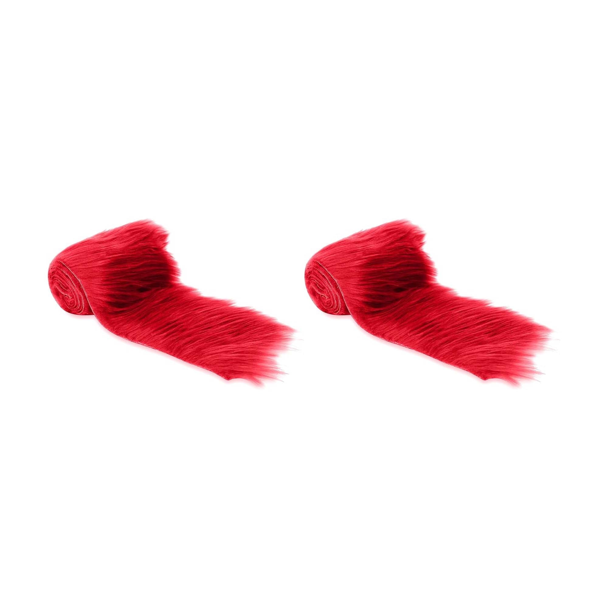 FabricLA Faux Fur Fabric Trim for Crafts | Red Fur Fabric | Fur Trim ...