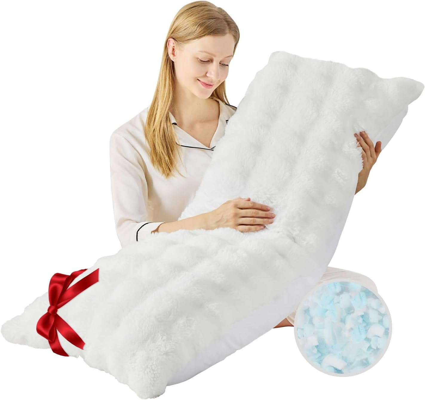 Faux Fur Fluffy Body Pillow for Adults - Firm Body Pillow Insert with ...