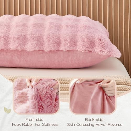 Faux Fur Fluffy Body Pillow for Adults - Firm Body Pillow Insert with ...