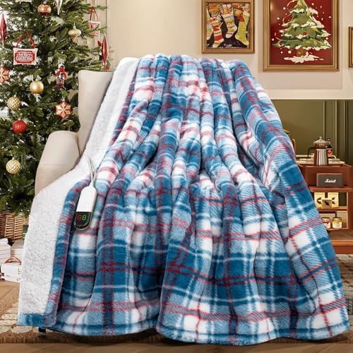 Faux Fur Heated Electric Blanket, 50"x60" Fast Heating Warming Throw ...