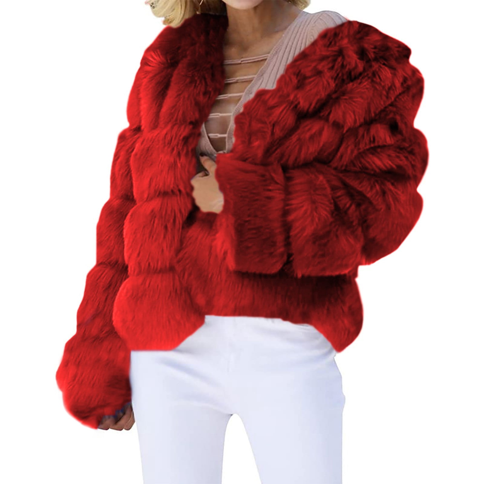 Faux Fur Jacket Women, Yigetop Womens Fall Open Front Cardigan Faux Fur ...
