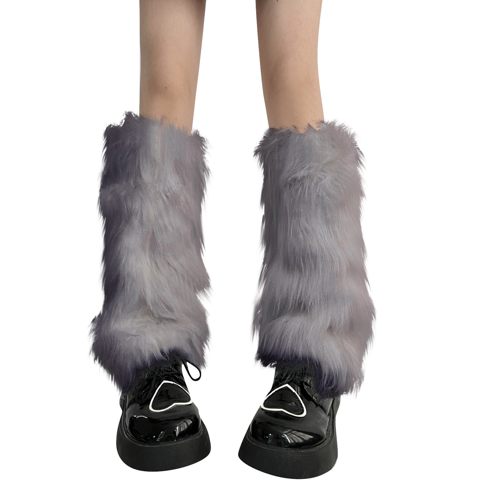 Faux Fur Leg Warmers Black Fluffy Boot Covers for Festivals, Raves ...