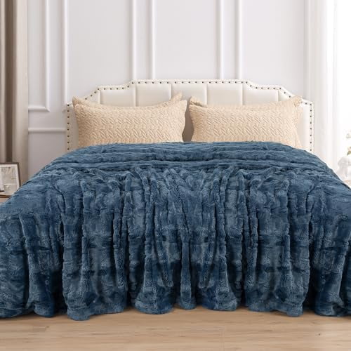 Faux Fur Luxury Throw Blanket,Double Side Soft Fluffy Shaggy Fuzzy ...