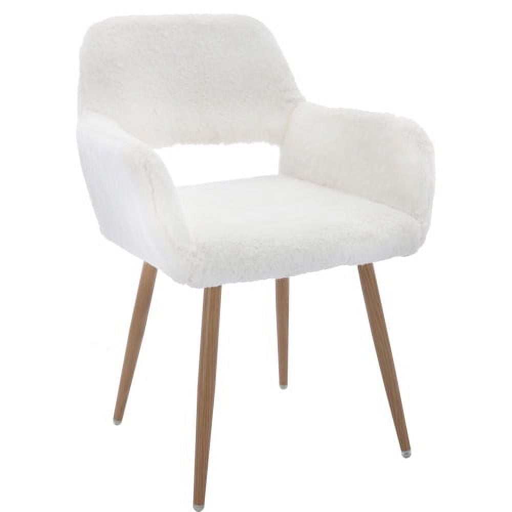 Faux Fur Modern Dining Chairs, Upholstered Accent Chairs with Metal ...