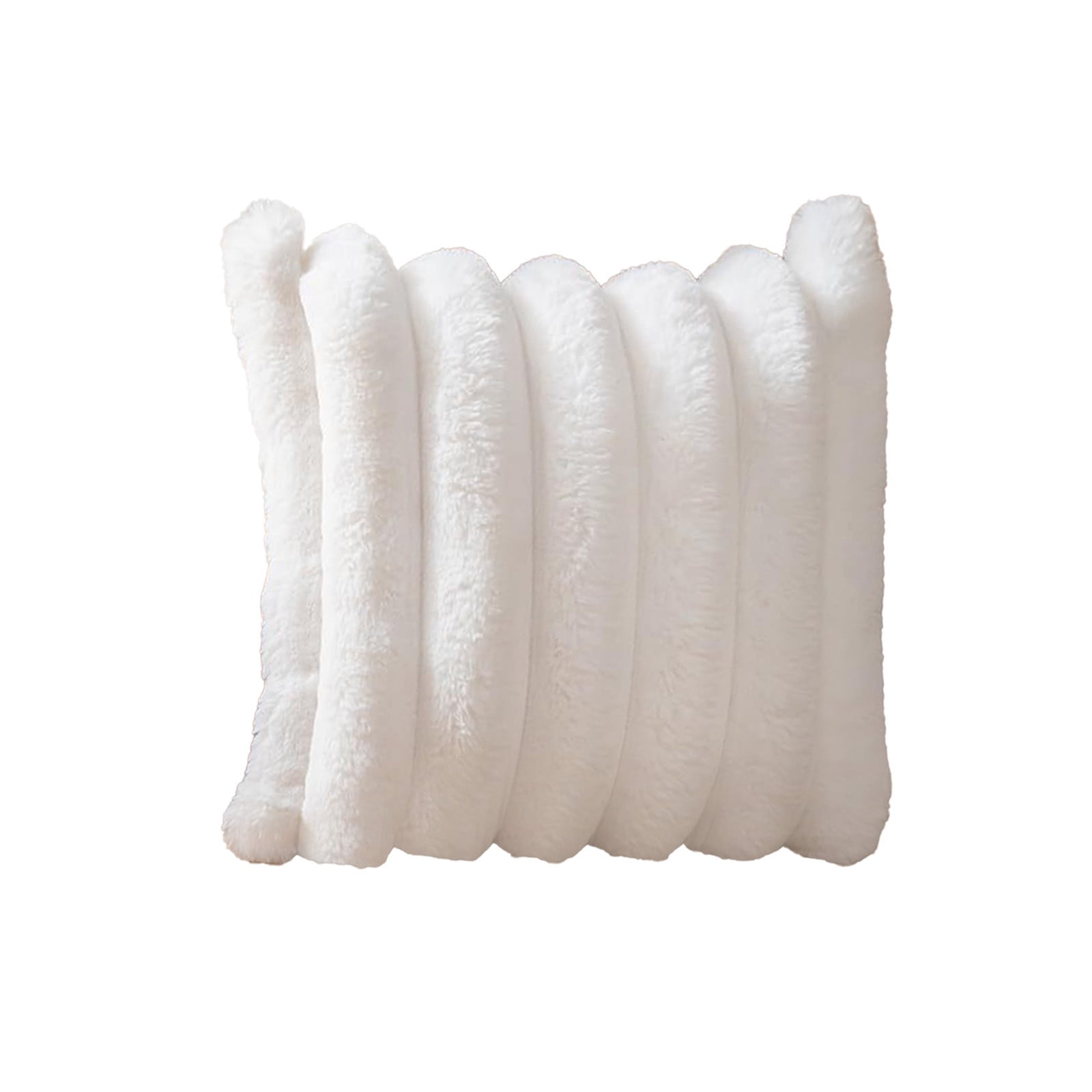 Faux Fur Pillow Cover With Striped Design, Soft Plush Texture, Protects ...