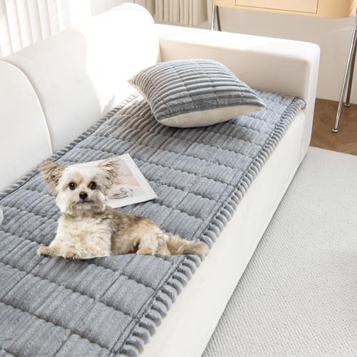 Faux Fur Plush Dog Couch Cover 3D Stripe Fuzzy Sofa Cover Non-Slip ...