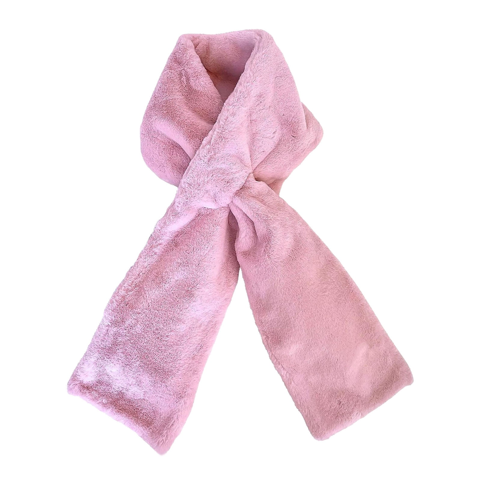 Faux Fur Scarf With Hidden Zipper Pocket, Soft Cozy Warm Cross-Shaped ...