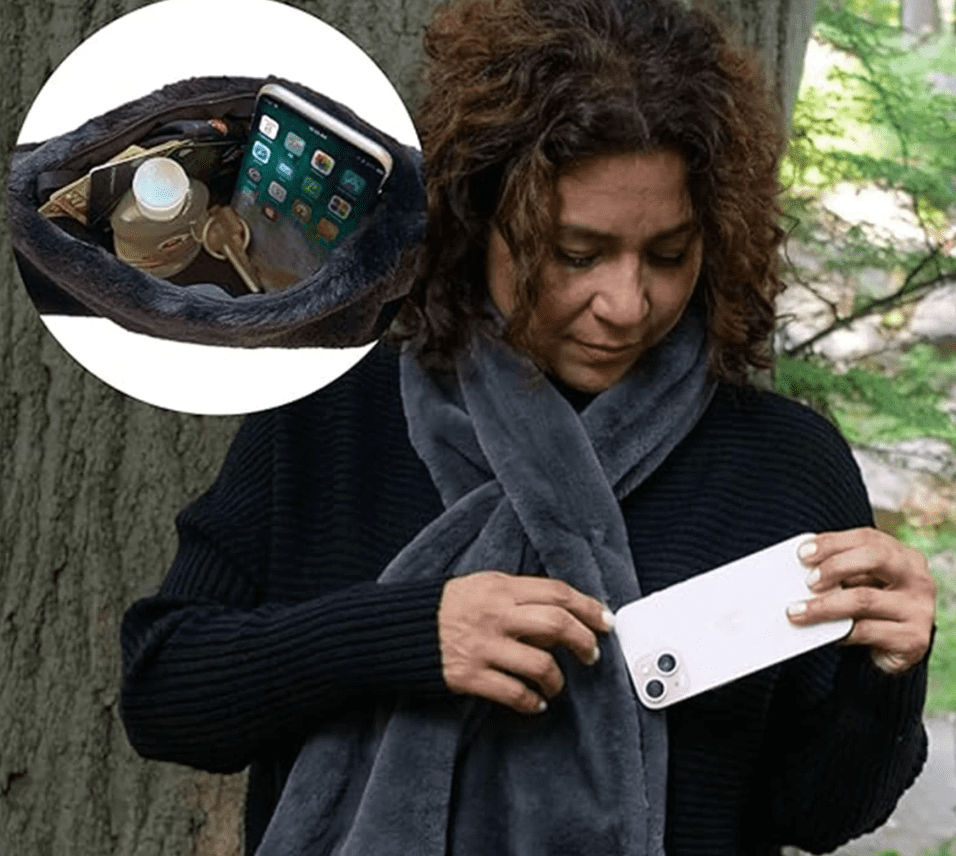 Faux Fur Scarf With Hidden Zipper Pocket for Cell Phone and Valuables ...