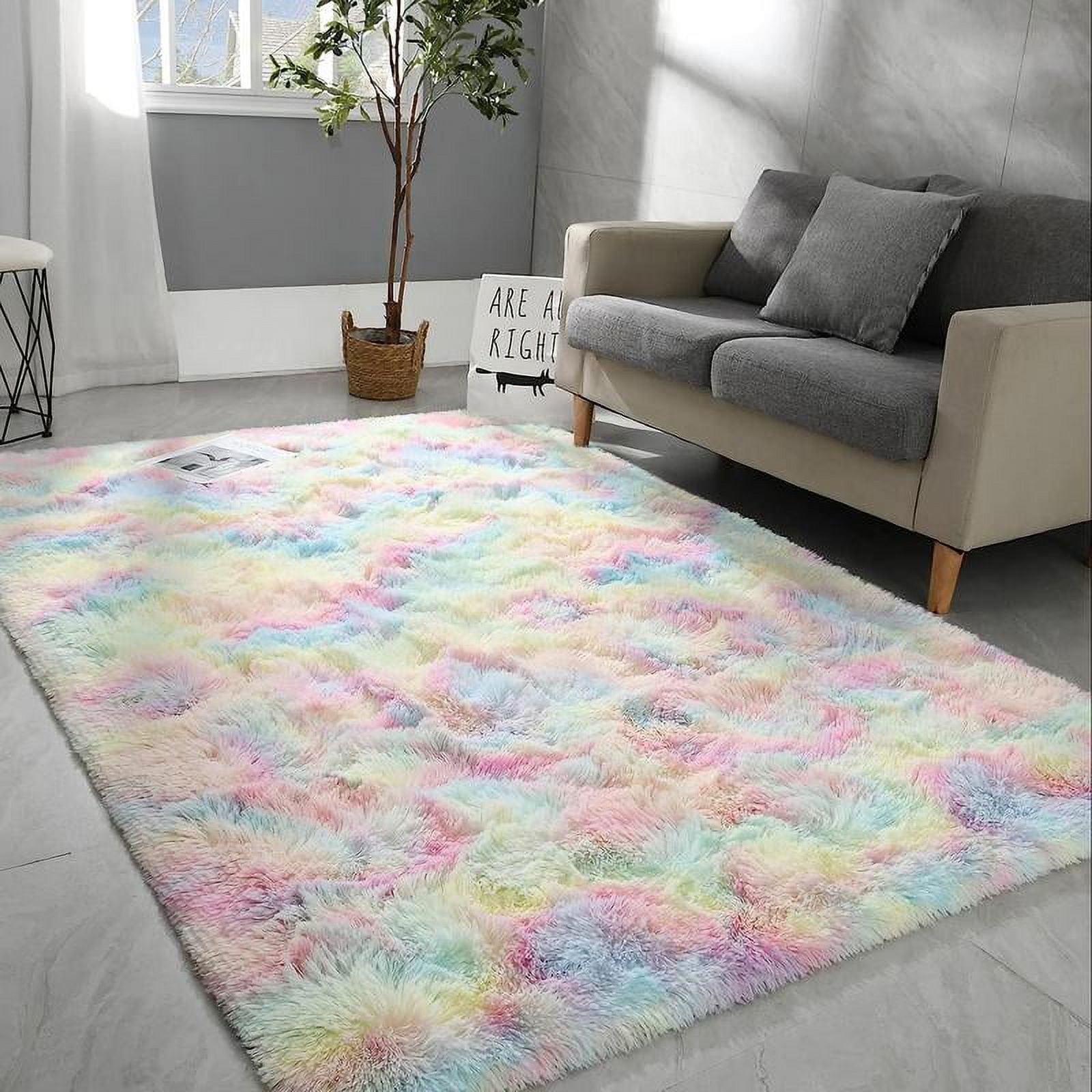 Faux Fur Shag Rug, 1 Count Soft Floor Mat, Shaggy Area Rug, Decorative ...