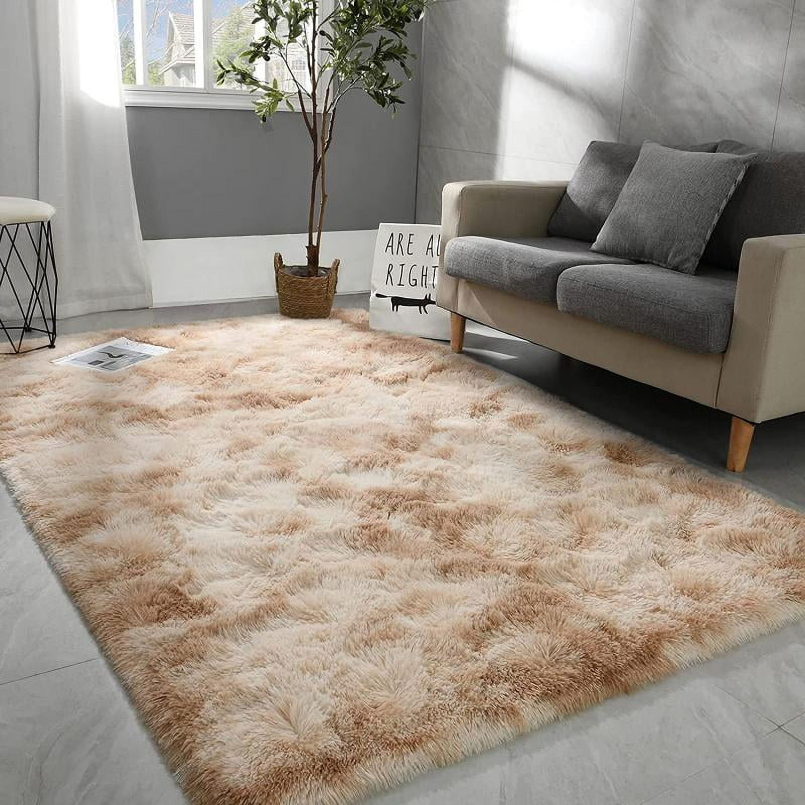 Faux Fur Shag Rug, 1 Count Soft Floor Mat, Shaggy Area Rug, Decorative ...